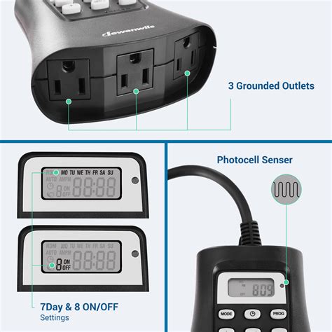 Dewenwils Outdoor Digital Timer 7 Day Programmable Plug In Timer With