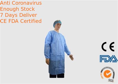 35g Sms Disposable Dental Lab Jackets Liquid Proof With Knitted Cuffs