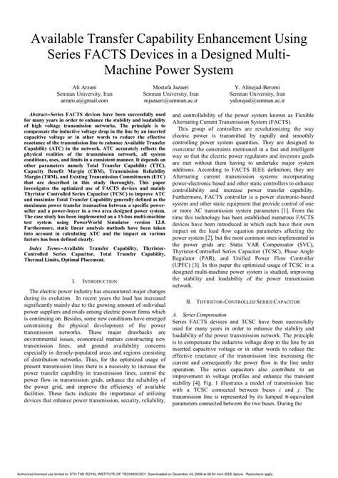 Pdf Available Transfer Capability Enhancement Using Series Facts