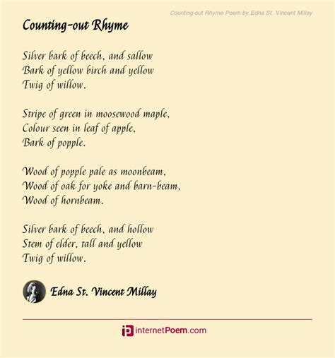 Counting Out Rhyme Poem By Edna St Vincent Millay