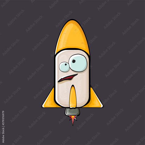 Rocket Spaceship Character Cartoon Space Rocket Isolated On Space Background Funky Spaceship Rocket Spaceship Character Cartoon Space Rocket Isolated On Space Background Funky Spaceship