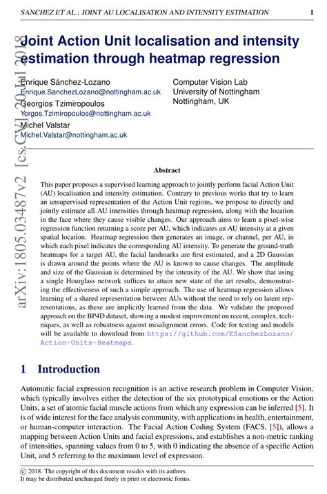 Pdf Joint Action Unit Localisation And Intensity Estimation Through