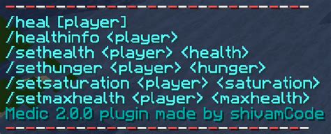 Overview Medic Health Hunger Saturation Bukkit Plugins