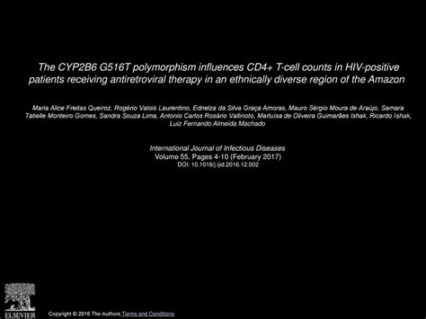 The Cyp2b6 G516t Polymorphism Influences Cd4 T Cell Counts In Hiv