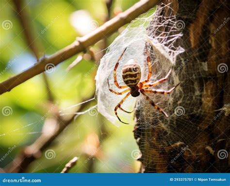 A Spider Weaving A Cocoon Over Some Captured Prey Stock Illustration