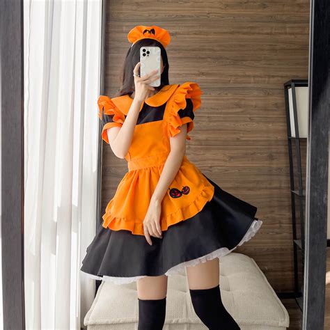 Cosplay 万圣节刺绣女仆装 南瓜女仆服 蝙蝠吸血鬼女仆 魔法女巫 阿里巴巴