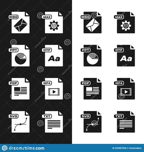 Set Otf File Document Ppt Msg Max Pdf Mp Txt En Svg Icon Vector Vector Illustratie