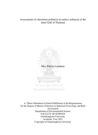 Assessments Of Chromium Pollution In Surface Sediment Of The Inner Gulf Of Thailand