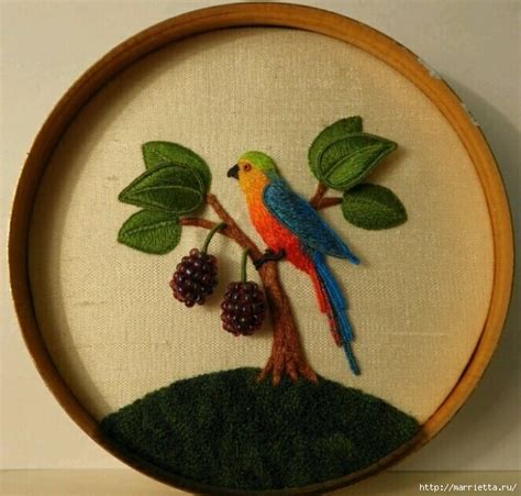 Красивая вышивка гладью ПТИЦЫ