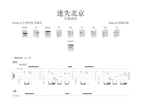 迷失北京吉他谱扭曲机器g调solo片段 吉他世界