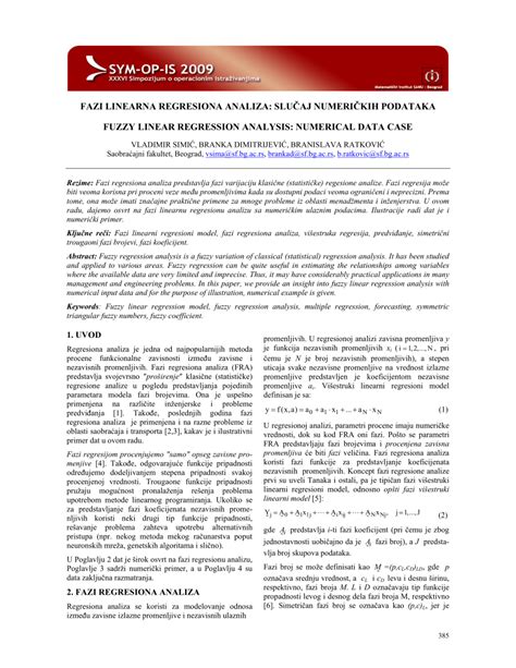 Pdf Fuzzy Linear Regression Analysis Numerical Data Case