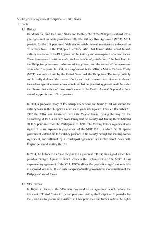Doc Visiting Forces Agreement Philippines United States