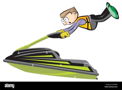 Man Driving A Jet Ski Isolated On White Background Conceptual Vector