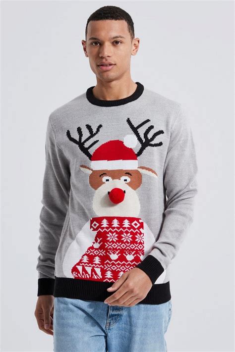 Tall Reindeer Santa Hat Christmas Jumper Boohoo Uk