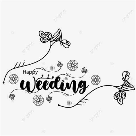 Happy Wedding Text Vector Art Png Happy Wedding Text With Leaf Sketch