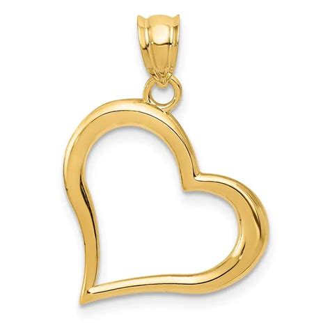 Quality Gold 14k Polished Open Dangling Heart Pendant K1611