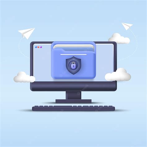 Premium Vector 3d Folder Shield Lock Concept With Document On