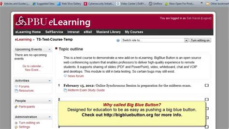 Getting Started With Big Blue Button In Moodle Software Platform YouTube