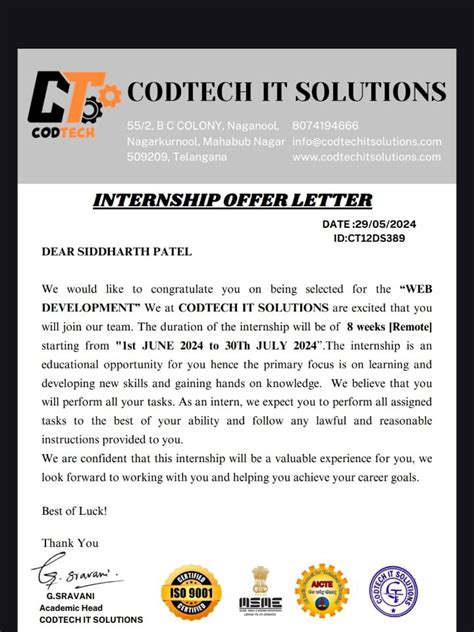 Siddharth Patel On Linkedin Webdevelopment Codtech Internship