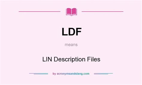 Ldf Lin Description Files In Undefined By