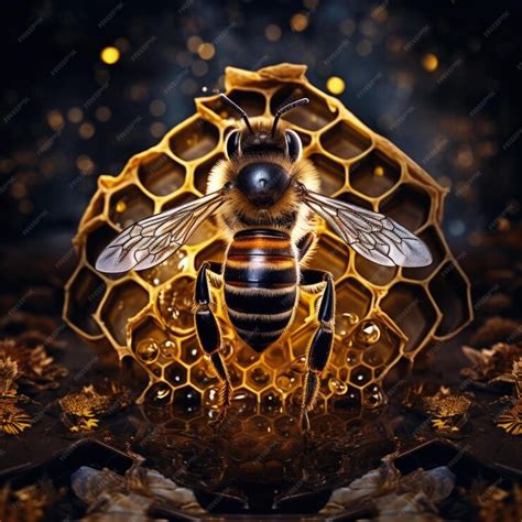Premium Photo Epic Honey Bee Hive Geometric Cube Queen Bee Concept