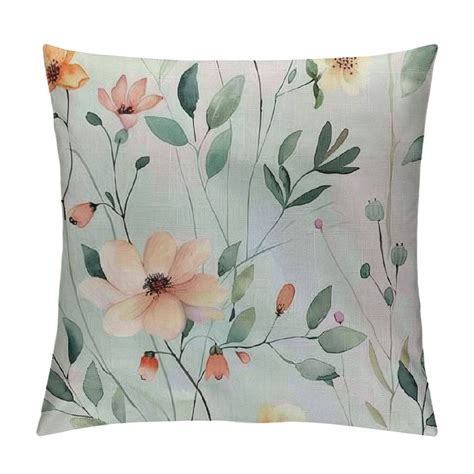 Chilfamy Spring Pillow Covers Watercolor Sage Green Flower Decorative Throw Pillows