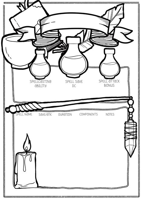 Page Dnd Illustrated Character Sheet E Printable Pdf Etsy