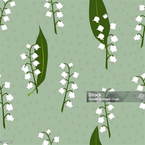 계곡의 백합과 녹색 파스텔 색상의 매끄러운 꽃 봄 패턴 베개 직물 직물 종이에 패션 인쇄를위한 템플릿 벡터 그래픽 은방울꽃에 대한 스톡 벡터 아트 및 기타 이미지 Istock