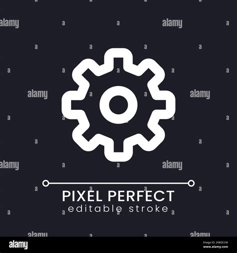 Cogwheel Pixel Perfect White Linear Ui Icon For Dark Theme Stock Vector