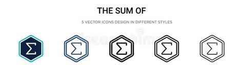 The Sum Of Symbol Icon In Filled Thin Line Outline And Stroke Style