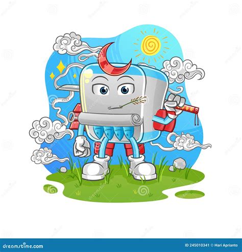Canned Fish Samurai Cartoon Cartoon Mascot Vector Stock Vector