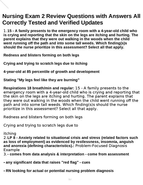 Nursing Exam 2 Review Questions With Answers All Correctly Tested And