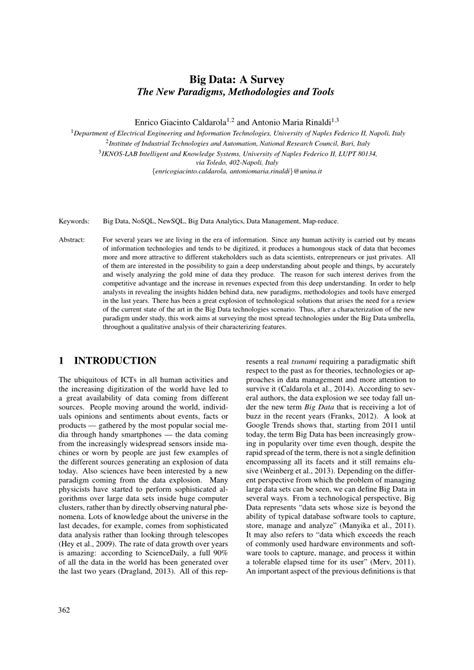 Pdf Big Data A Survey The New Paradigms Methodologies And Tools