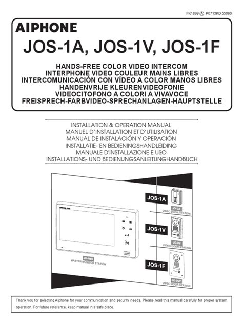 Aiphone Jo Video Intercom Installation Pdf Computer Monitor Screw