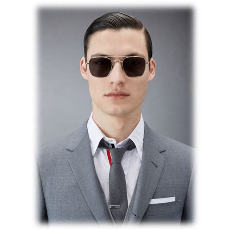 Thom Browne Titanium Square Aviator Sunglasses Titanium Black