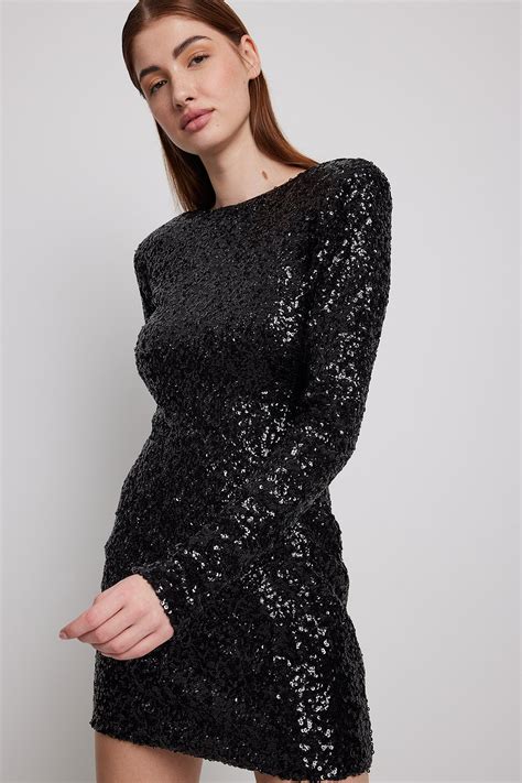 Sequin Mini Dress Black Na Kd