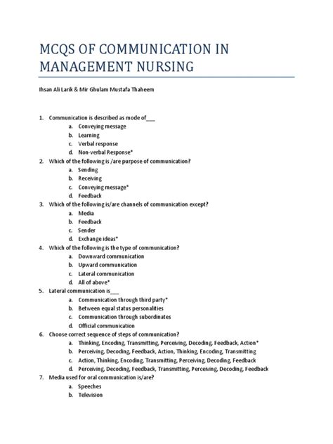 Comunication Mcqs Pdf Cybernetics Communication