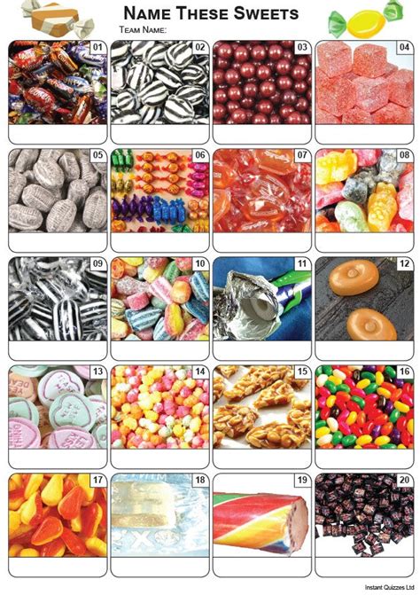Name The Sweets Picture Quiz Pr2183 Instant Quizzes