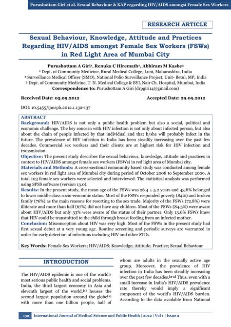 Pdf Sexual Behaviour Knowledge Attitude And Practices Regarding Hiv