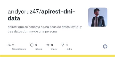 Github Andycruz Apirest Dni Data Apirest Que Se Conecta A Una Base