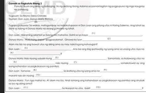 Gawain sa Pagkatuto Bilang 2 Panuto Buvin ang | StudyX