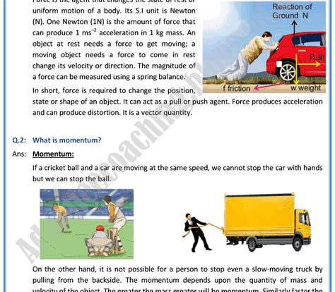 Adamjee Coaching Dynamics Short And Detailed Question Answers Physics 9th