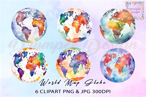 World Map Globe Watercolor Clipart Graphic By Drumpee Design · Creative