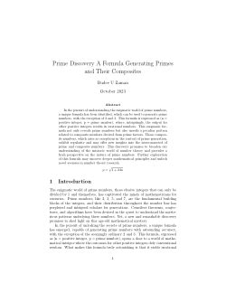 Prime Discovery A Formula Generating Primes And Their Composites New Pdf