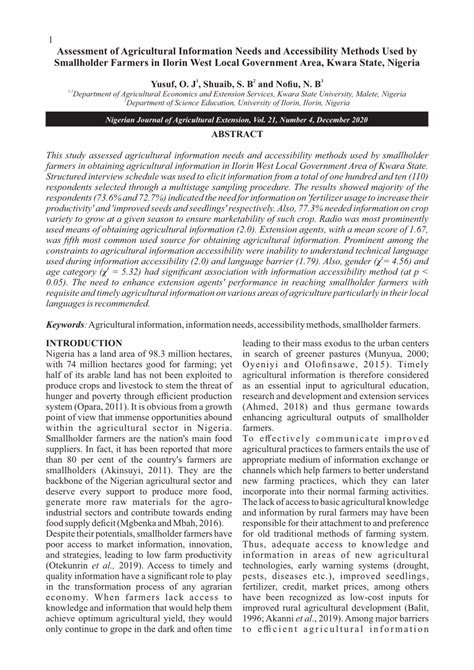 (PDF) Assessment of Agricultural Information Needs and Accessibility ...