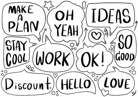 Premium Vector Set Of Cute Speech Bubble Text In Doodle Style