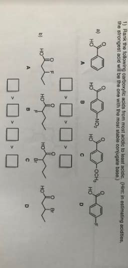 Solved 1 Rank The Following Carboxylic Acids From Most