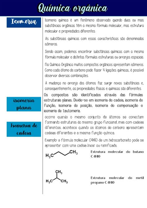 Resumo De Química Orgânica Notas De Estudo Química Orgânica Docsity