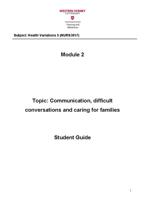 Tutorial Module 2 Communication Difficult Conversations Student 2024