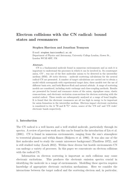 Pdf Electron Collisions With The Cn Radical